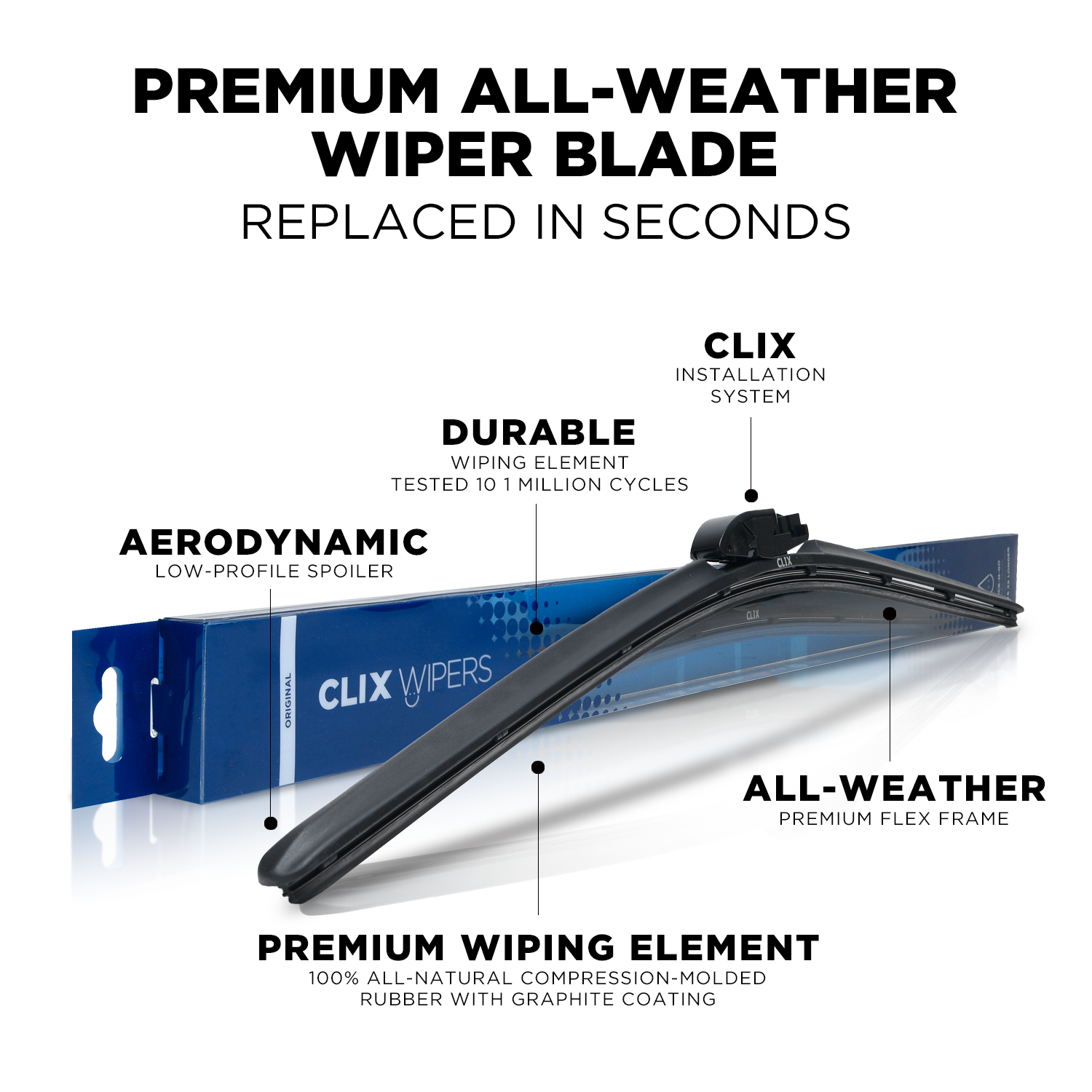 ClixWiper Windshield Wiper Blades for 2000 2008 Jaguar S Type 2000 2008 Red Metallic